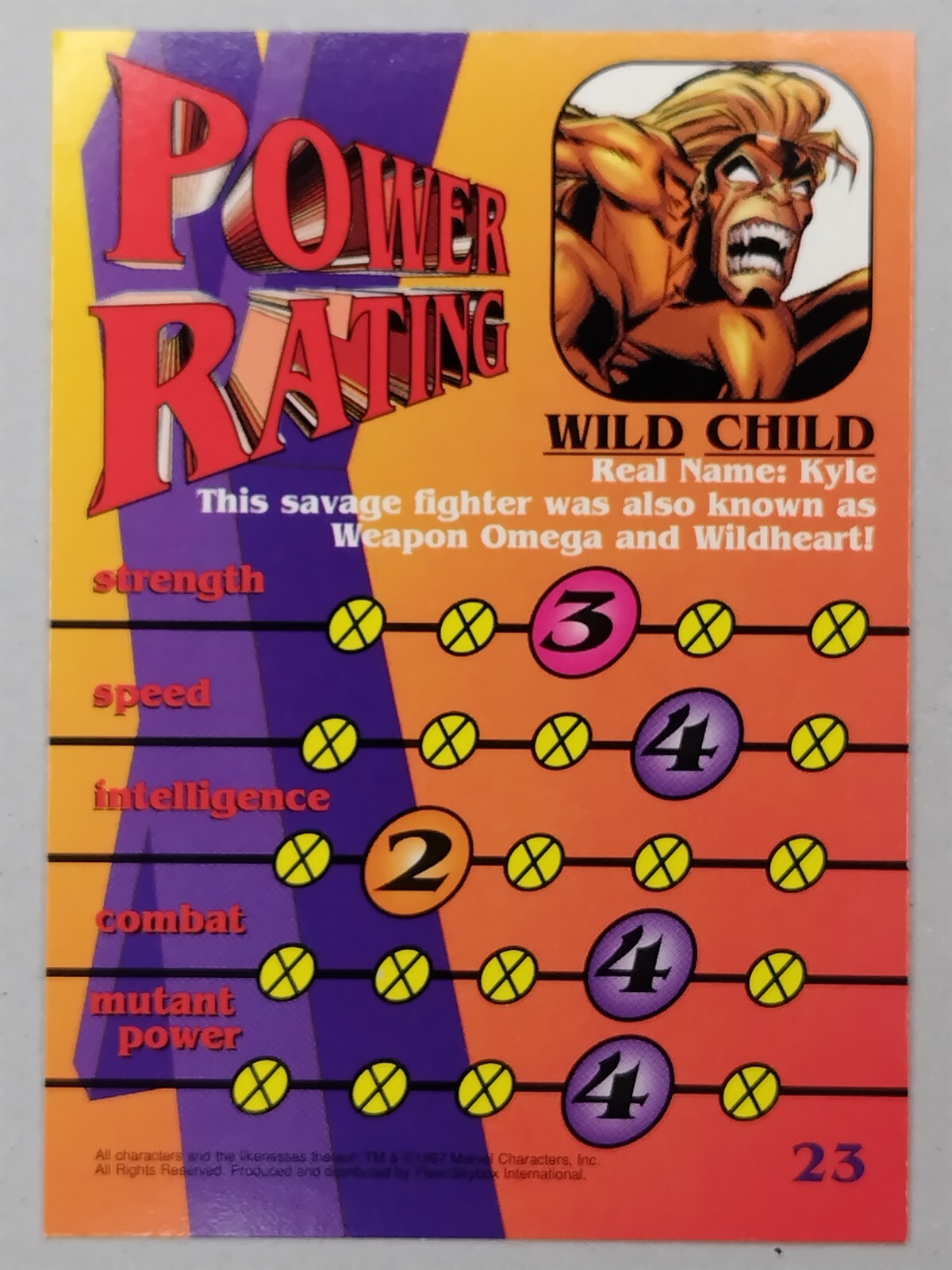 WILD CHILD X-MEN Card 1997 TCG Skybox Marvel Characters Vintage #23-a ...