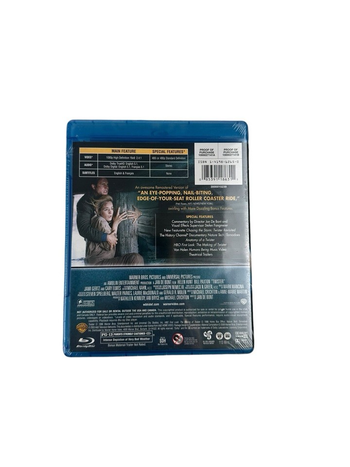 Twister Blu-ray 2008 Helen Hunt Bill Paxton Jan De Bont Storm Chasers ...