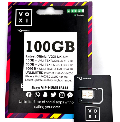 Vodafone VOXI 6GB SIM Card for 4G with Endless Social Media, Calls ...