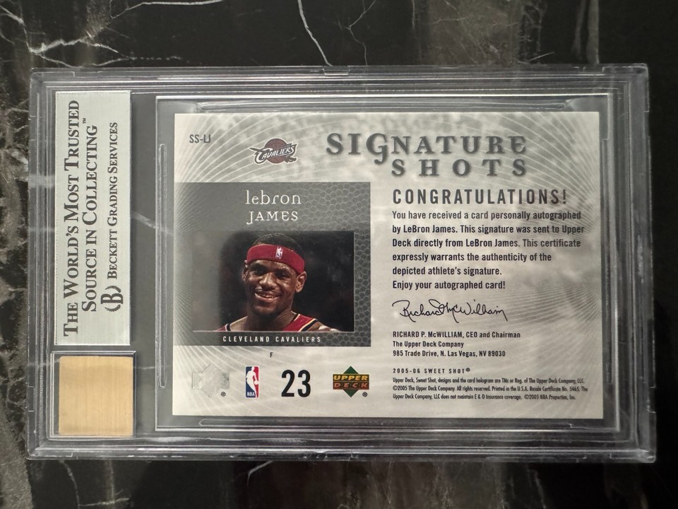 2005-06 UPPER DECK SWEET SHOT LEBRON JAMES SIGNATURE SHOTS AUTO BGS 8.5 ...