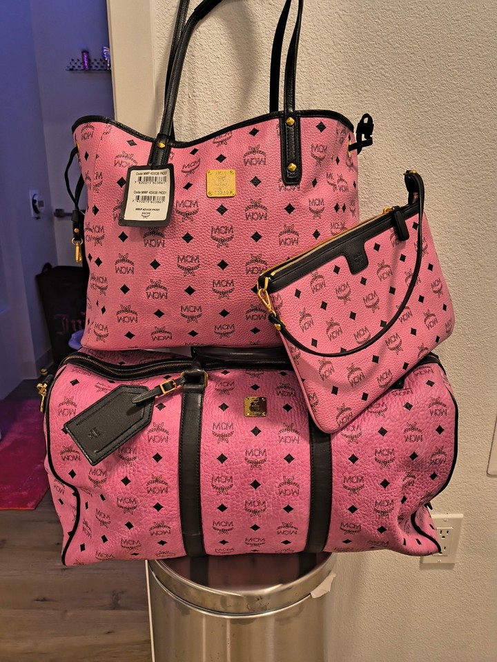MCM Woman Pink Tote Bag Mediun With Pounch Same Day SHIPPING | eBay