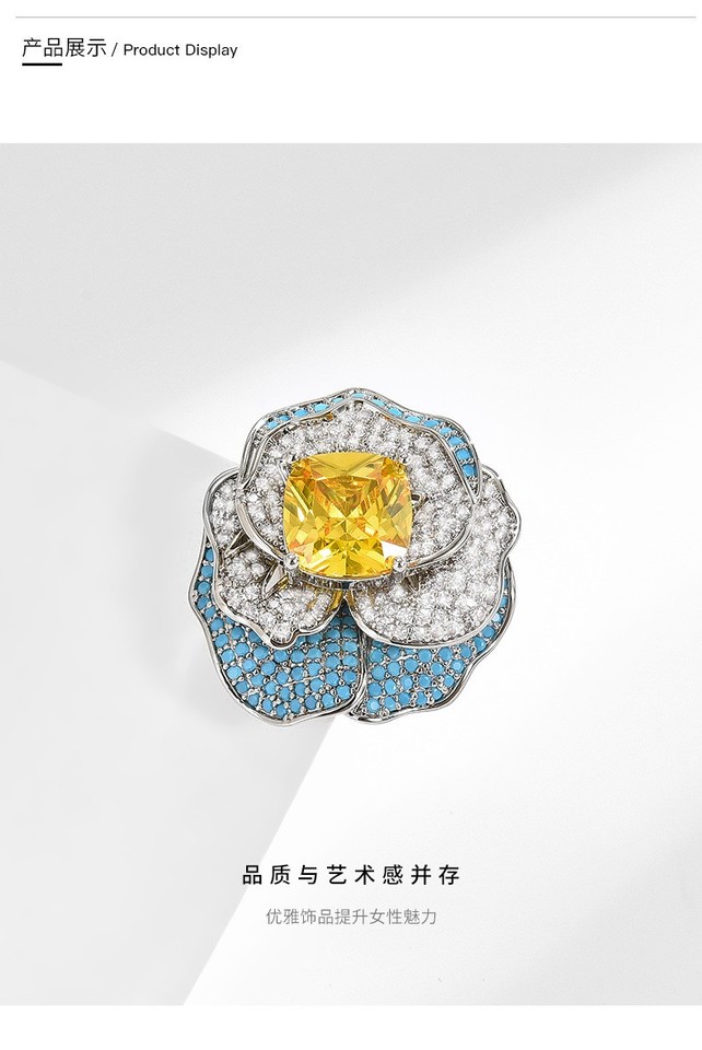 Human Wealth Flower Magnetic Buckle With Diamond Set Elegant Chest ...