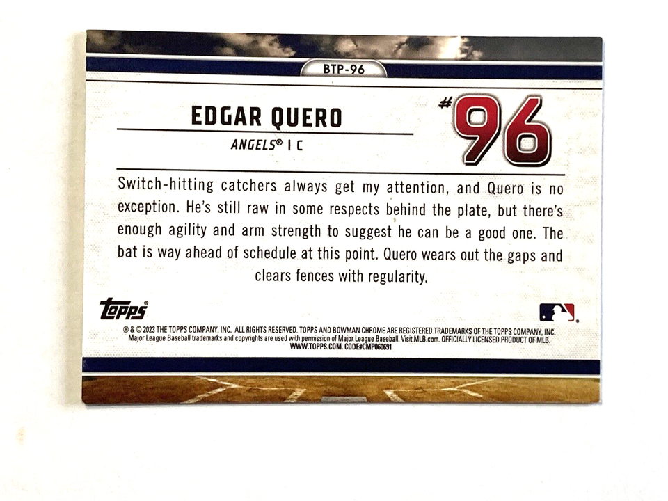 2023 Bowman Chrome Edgar Quero Green Bowman Scouts Top 100 #9/125 BTP ...