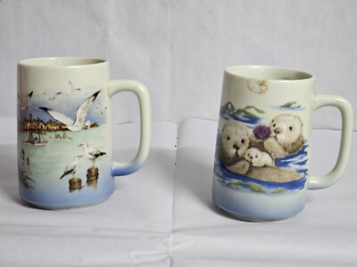 OTAGIRI NAUTICAL COFFEE MUGS/CUPS WITH SEAGULLS BOATS (SET OF TWO) | eBay