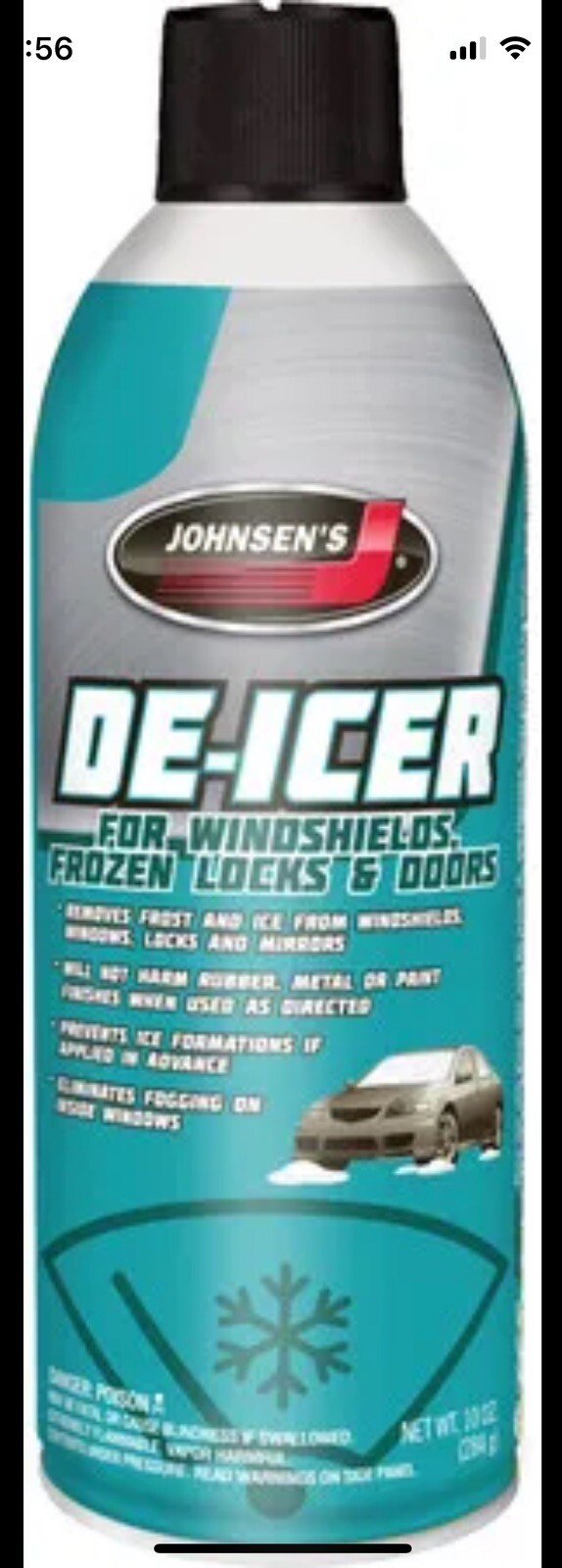 12 Pack Johnsen's De-icer Spray 10 oz. for Windshields Frozen Locks and ...