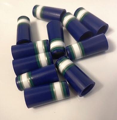 CUSTOM .370 IRON FERRULE BLUE W GREEN / SILVER / WHITE RINGS .525 X 1. ...