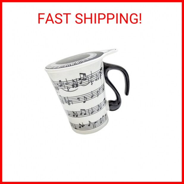 Creative Ceramic Musician Coffee Mug Tea Cup with Lid Staves Music ...