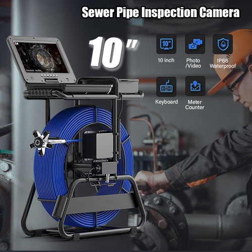 10″ Screen Sewer Drain Pipe Pipeline Endoscope Camera Meter Count Video ...