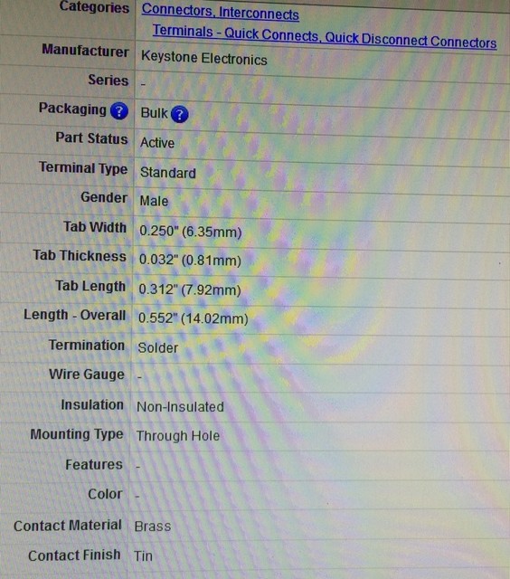 Keystone 1287 Thru Hole QuickFit Terminal Male Pcs for sale online | eBay