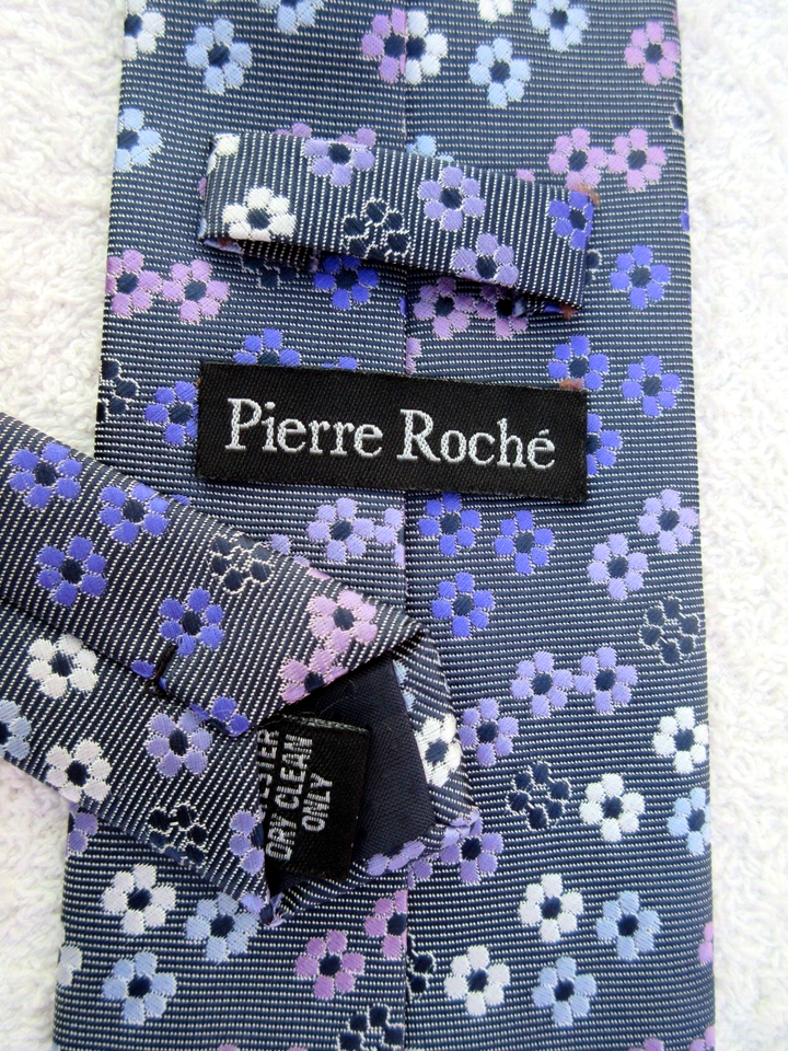 PURPLE PINK GREY FLORAL 4 INCH polyester NECKTIE TIE PIERRE ROCHE | eBay UK
