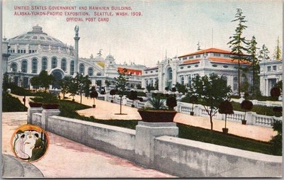 Vintage 1909 AYPE EXPO Seattle Postcard "U.S. GOVERNMENT & HAWAIIAN ...