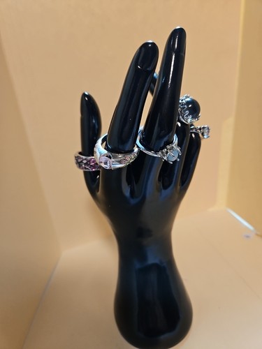 Lot Of 5 Women's Silvertone Opal, Rhinestone & Ruby Fashion Rings | eBay