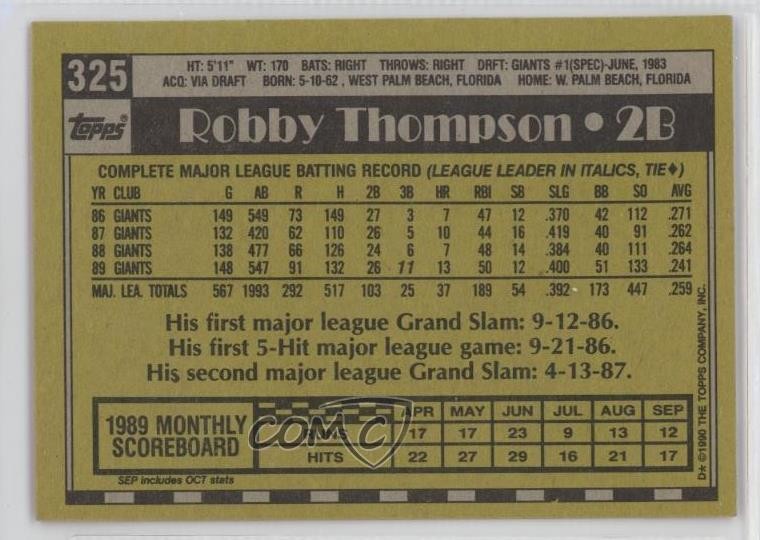 1990 Topps Robby Thompson #325 1h8p | eBay