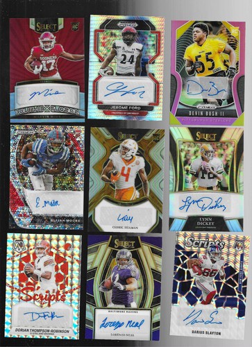 FOOTBALL AUTOGRAPH LOT OF 23 ALL PRIZM MARVIN MIMS DEVIN BUSH JEROME ...
