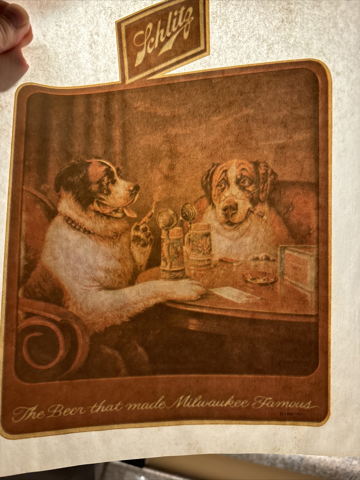 1970s Original Vintage Schlitz Beer Dogs Iron On Tran… - Gem
