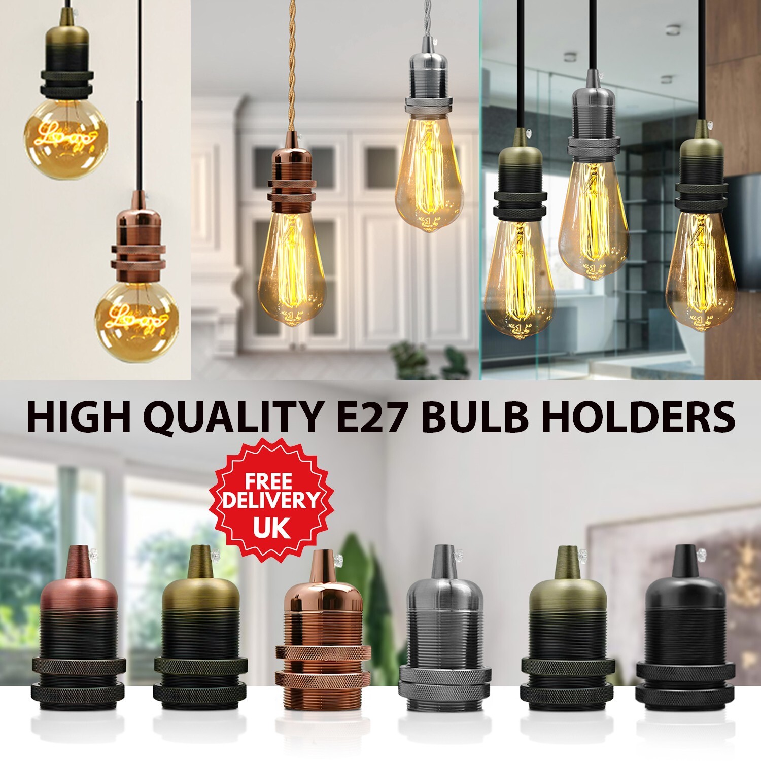 Vintage Industrial Retro Lamp Light Bulb Holder Retro Edison ES E27 ...