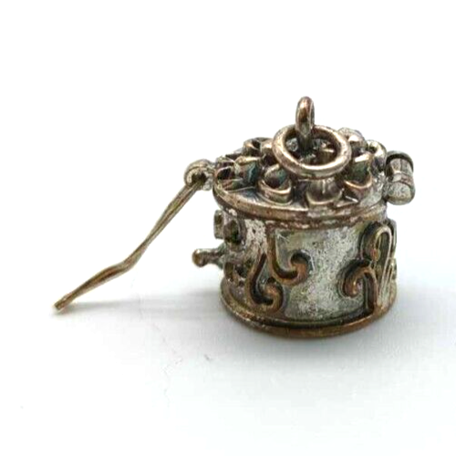 Hinged Latched Silver Toned Pewter (?) Wish Prayer Locket Box Pendant 1 ...