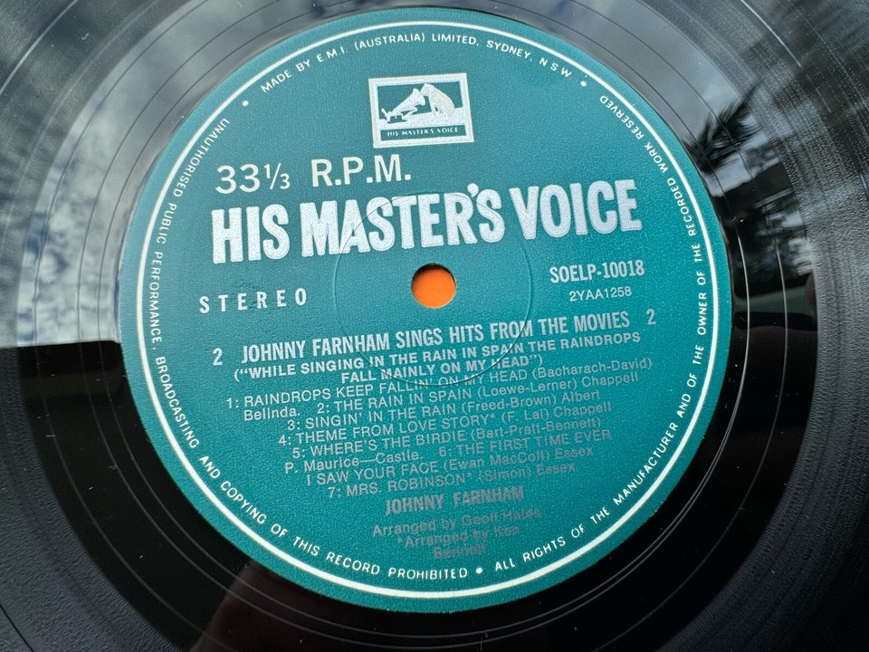 Johnny Farnham Sings Hits From The Movies LP 1974 Vinyl, Oz Rock, NM ...