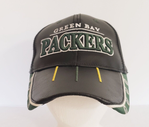 Green Bay Packers Reebok Genuine Leather Hat Cap Team Scripted Black ...