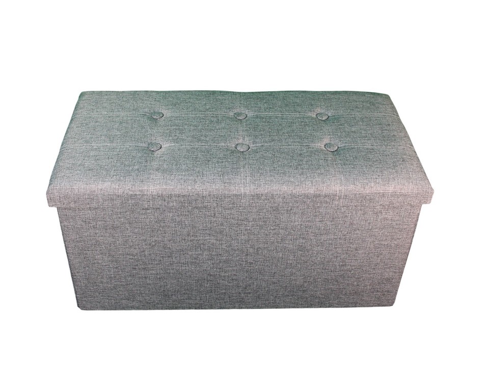 LARGE FAUX LEATHER FOLDING OTTOMAN POUFFE SEAT FOOT STOOL STORAGE BOX ...