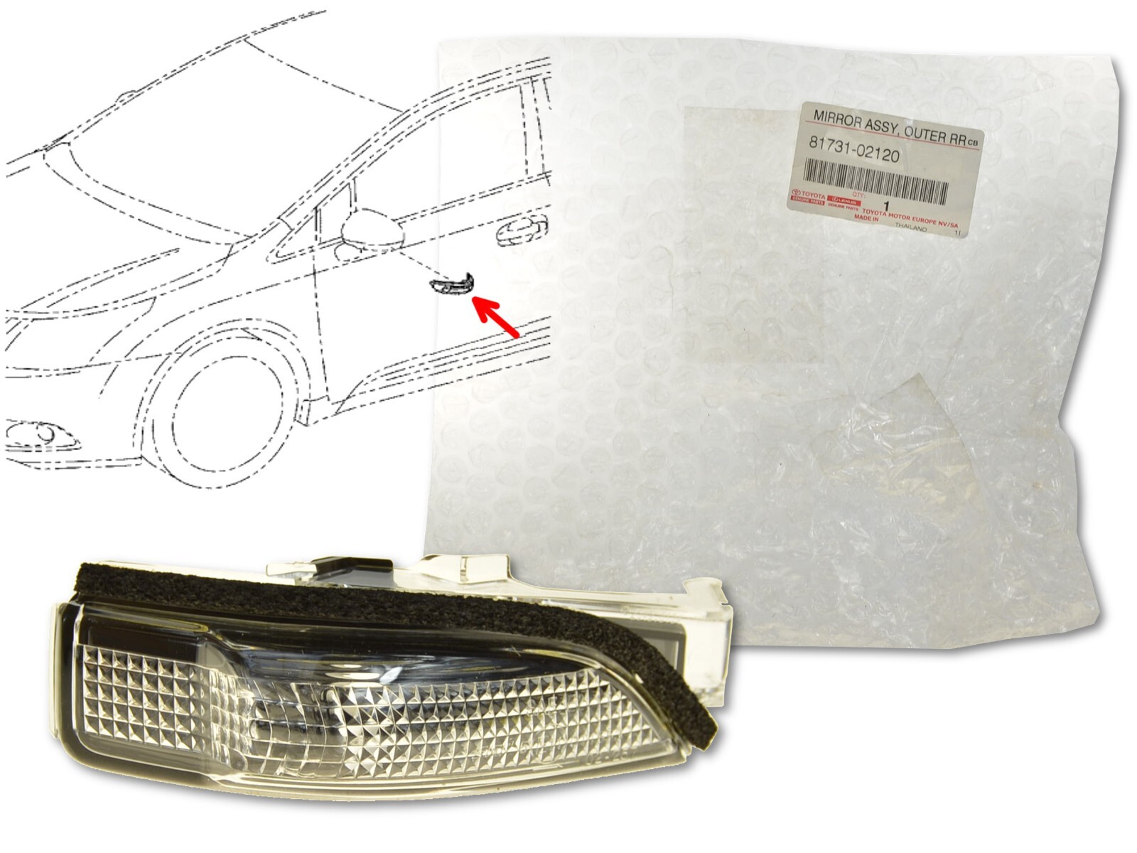 Right Side Turn Signal Mirror Lamp 81731-02120 OE for Toyota Avensis ...