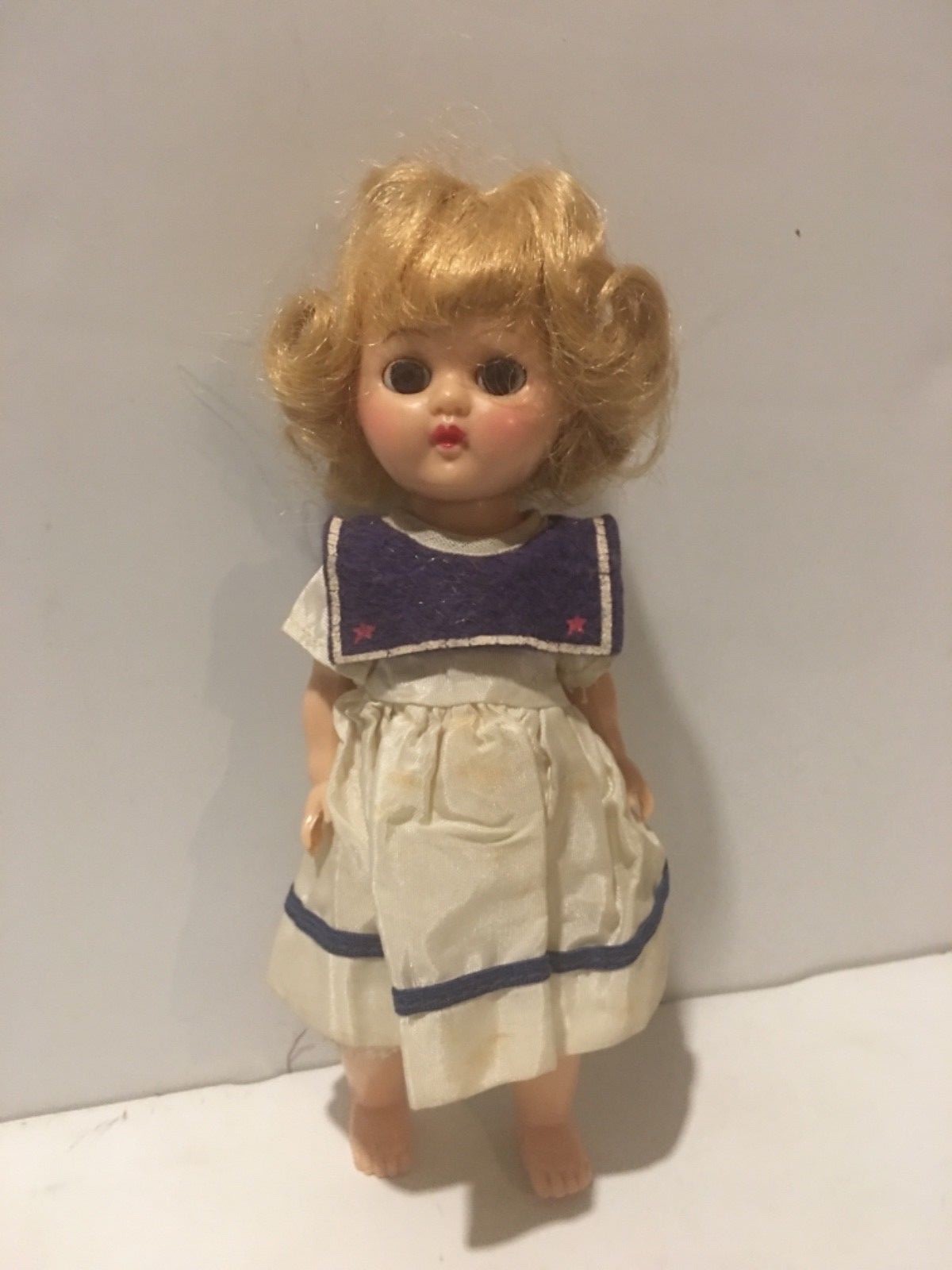 Vtg Cosmopolitan Doll Blonde Blue Eyes original Dress walker Bendable ...