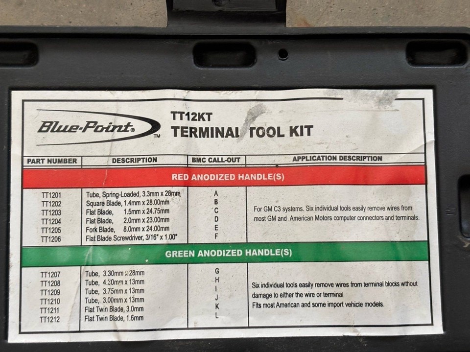 Blue Point Terminal Tool Kit TT12KT Electrical Connector | eBay