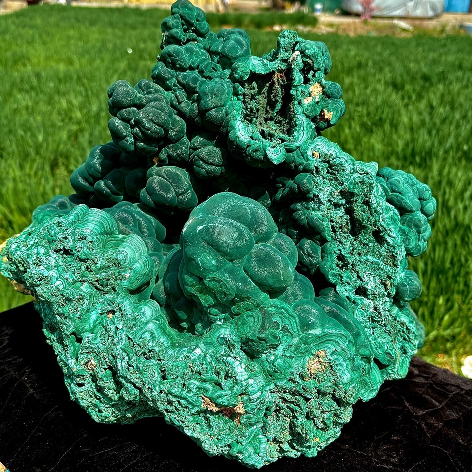 88.05LB Natural glossy velvet Malachite transparent cluster rough ...