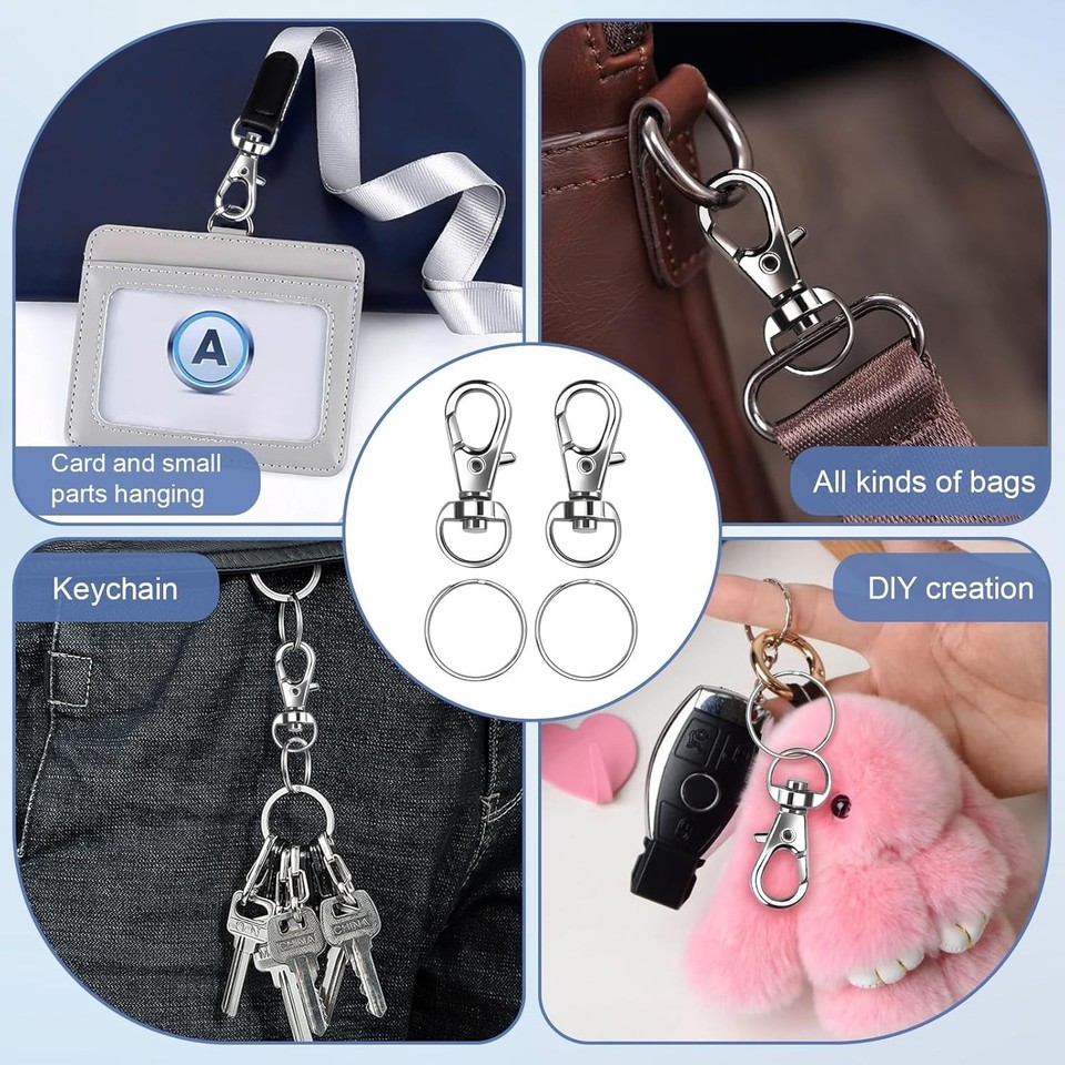 50 PCS Premium Keychain Making Kit - 25 Keychain Clips & 25 Key Rings ...