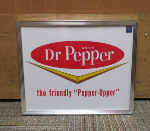 Vintage DR PEPPER Panel Sign Chevron Logo "The Friendly Pepper Upper ...