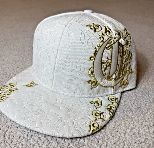 COOGI Men Hat White Gold Streetwear Urban Fashion Hip Hop Fitted 7 3/4 ...
