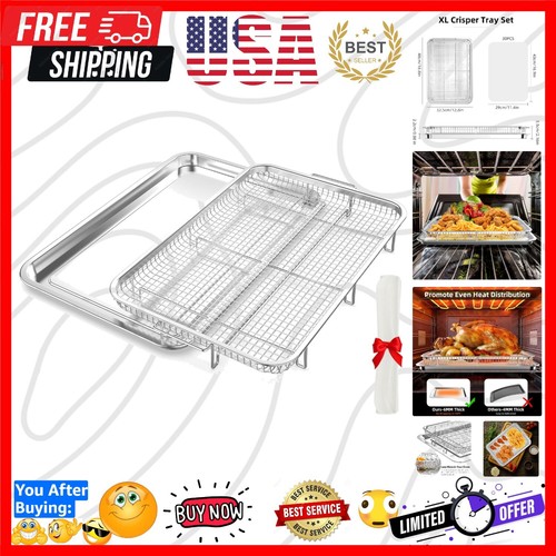 Extra Large Stainless Steel Air Fryer Basket & Tray Set for Healthy ...