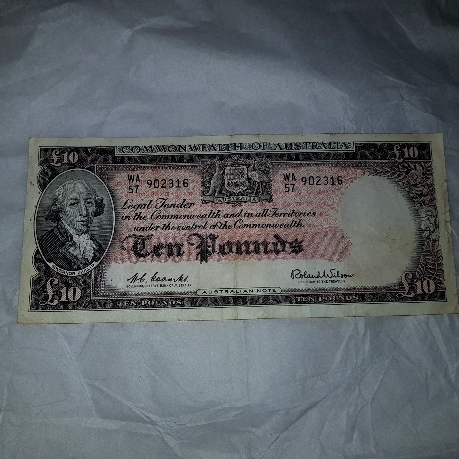 COMMONWEALTH OF AUSTRALIA TEN POUNDS NOTE WA57 902316 | eBay Australia