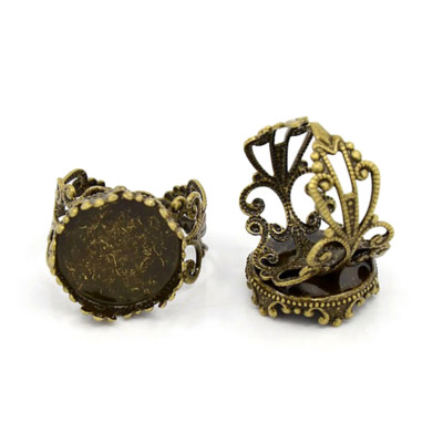 5PC Antique Bronze Brass Filigree Ring Setting Blank Bezel Setting Cup ...