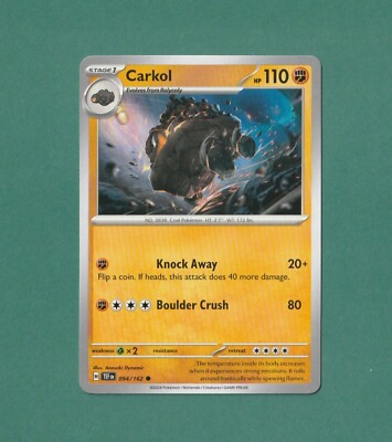 Pokemon Temporal Forces - CARKOL 94/162 Common Scarlet & Violet | eBay