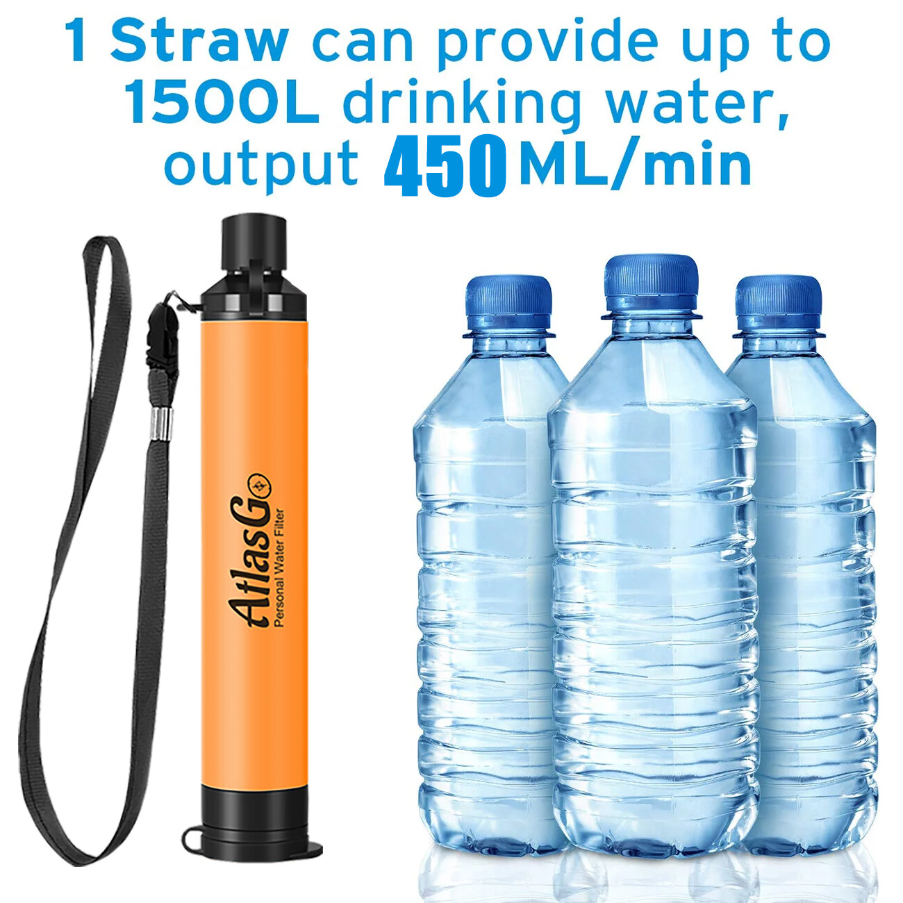 3x Water Filter Straws Camping Water Purification Portable Water Filter ...