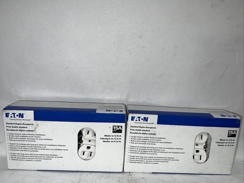2 Boxes Eaton Standard Duplex Receptacle 270W,15A, 2-Pole, 5-15R-White ...