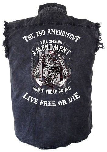 2nd Amendment Don't Tread On Me Snake Acid Washed Denim Cutoff Biker ...