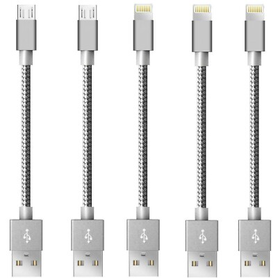 Short Cable [5-PACK 8INCH] 3-Pack to USB Data Sync + 2-Pack Micro | eBay