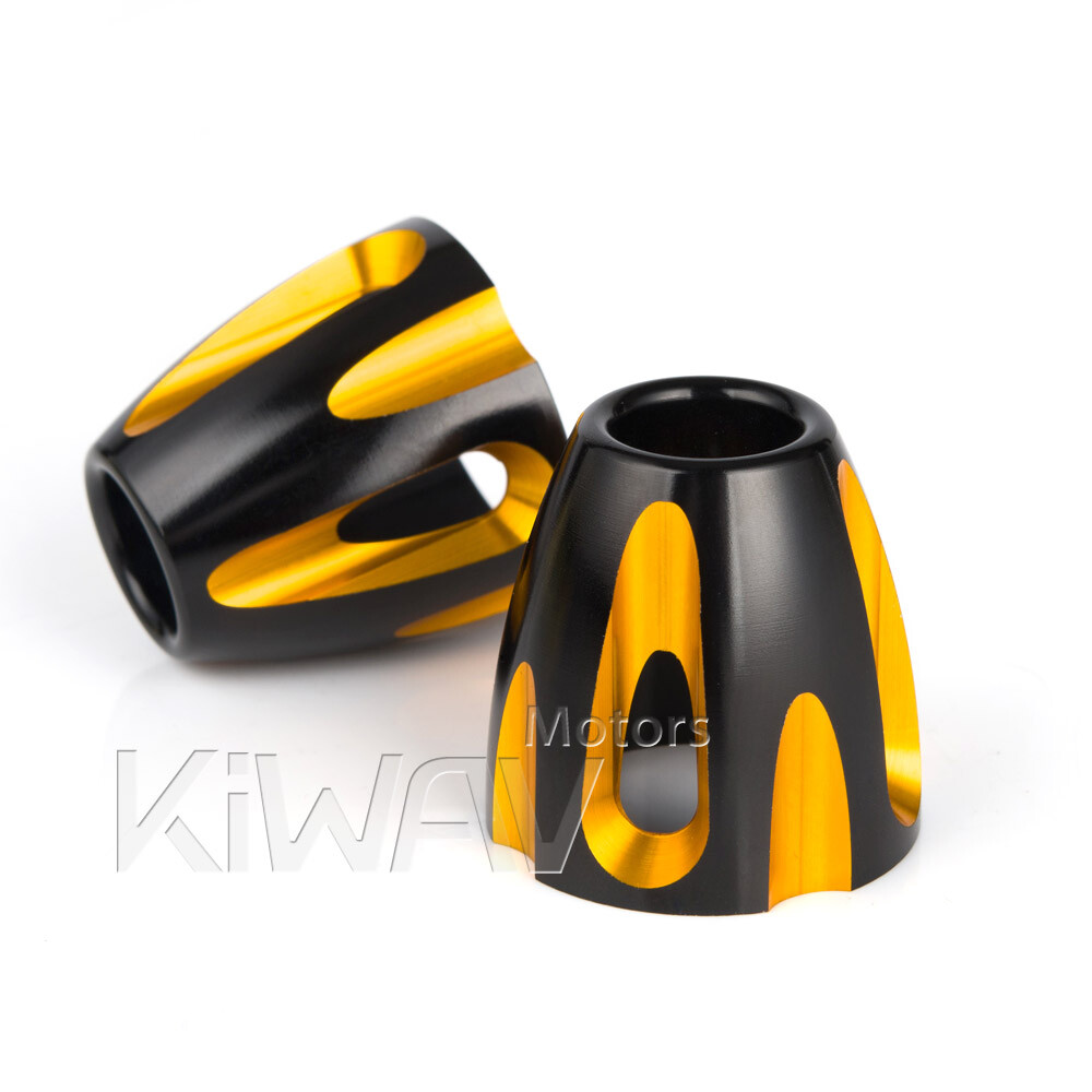 KiWAV Pair Gold bullet Aluminum grip Caps Plug slider with Black Base ...