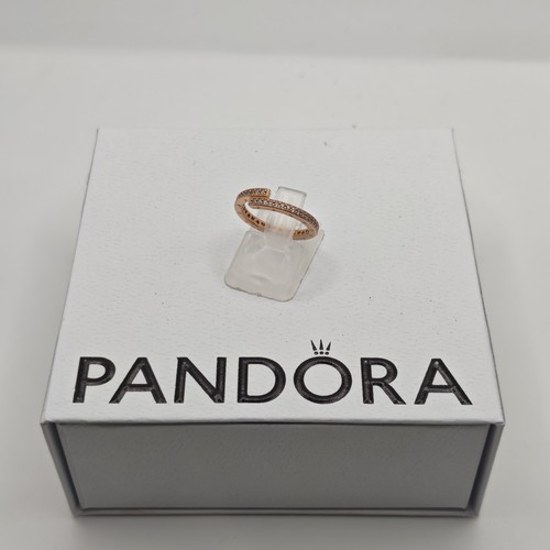 Genuine Pandora Rose Gold Sparkling Overlapping Ring ALE MET 189491C01 ...