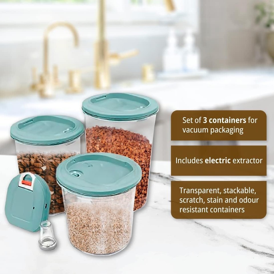 MC-CONT3 Lot de 3 récipients avec Moteur pour sous Vide Transparent et ...