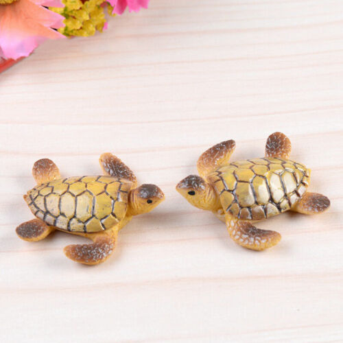 2Pcs Mini Sea Turtle Model Resin Turtle Figurines Fish Tank Miniature ...