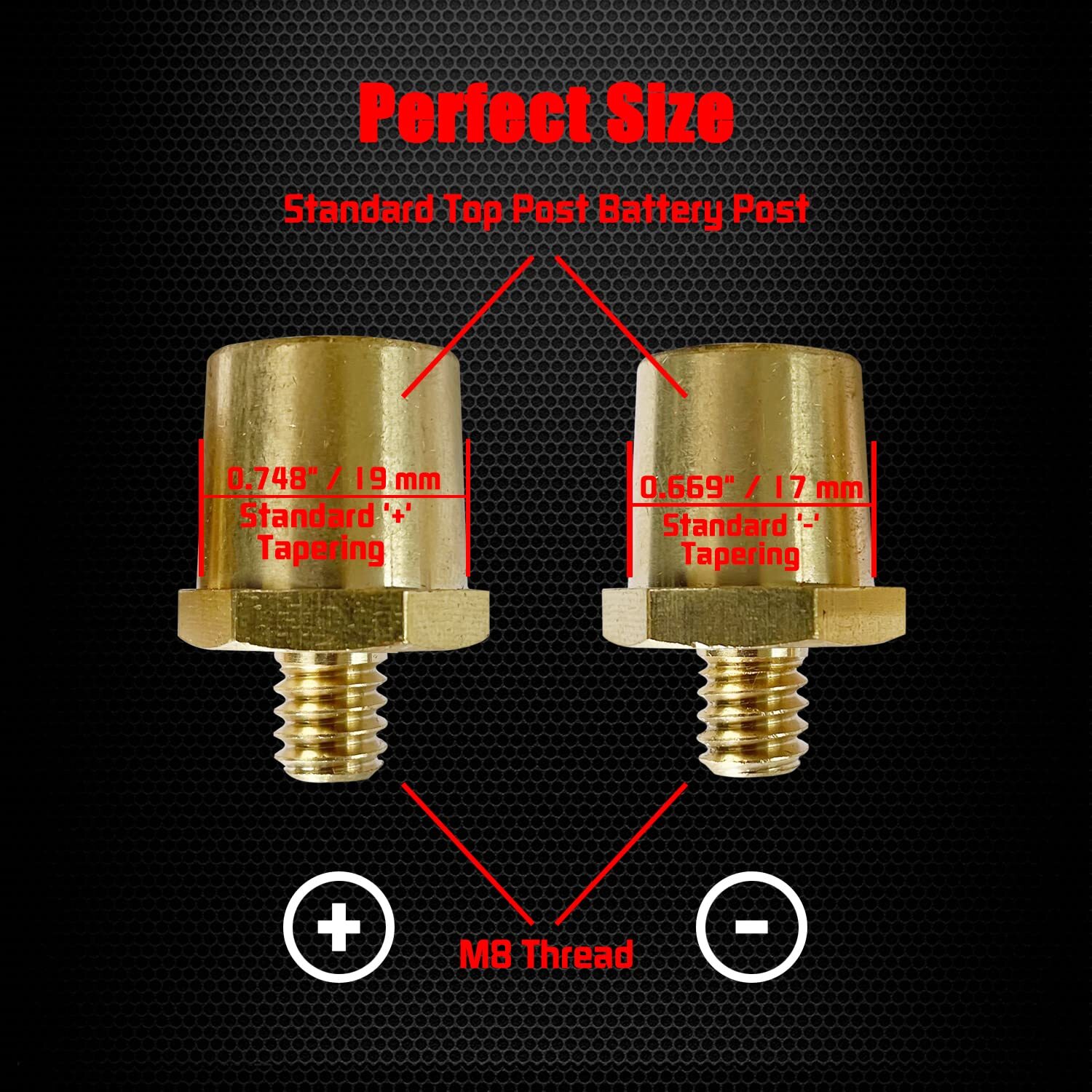 M8 Thread Male Brass Battery Charging Post Terminals M8 Battery Post ...