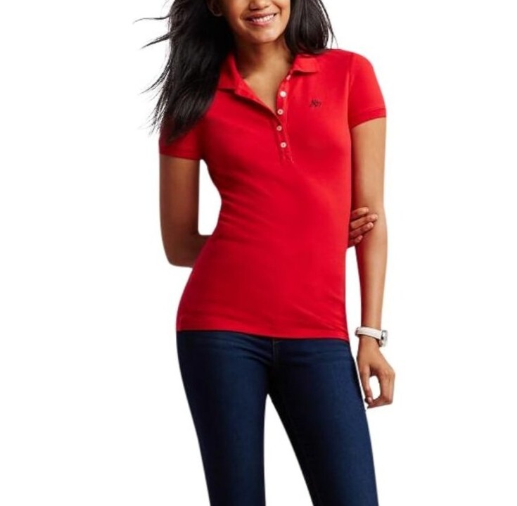 Aeropostale AEO Women’s A87 Pique Polo Tee Classic Red Sz L NWT | eBay