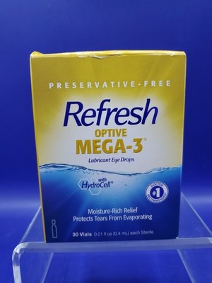 Refresh Optive Mega-3 Lubricant Eye Drops Hydrocell 30 Single-Use Vials ...