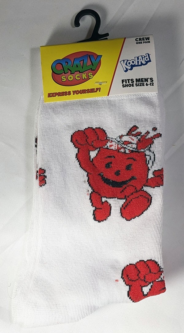 Kool-Aid Man Crew Socks Fits Men's 6-12 by Crazy Socks | eBay