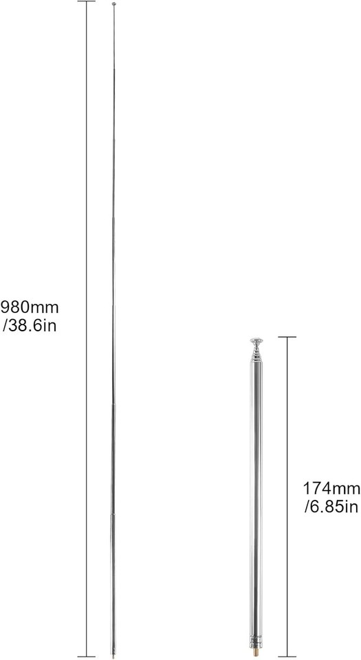 5pcs Telescopic Antenna M3 Male Thread 7 Sections AM FM Radio Silver | eBay