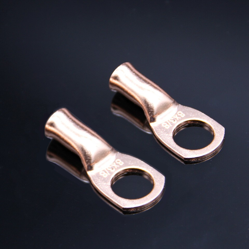 10Pcs 3/8" Car Battery Cable Ends Lugs Ring Terminal Bare Copper Wire ...