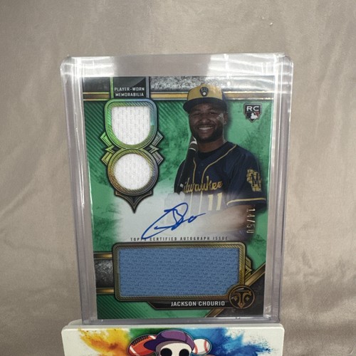 Jackson Chourio 2024 Topps Triple Threads Triple Patch Auto Rookie Card ...